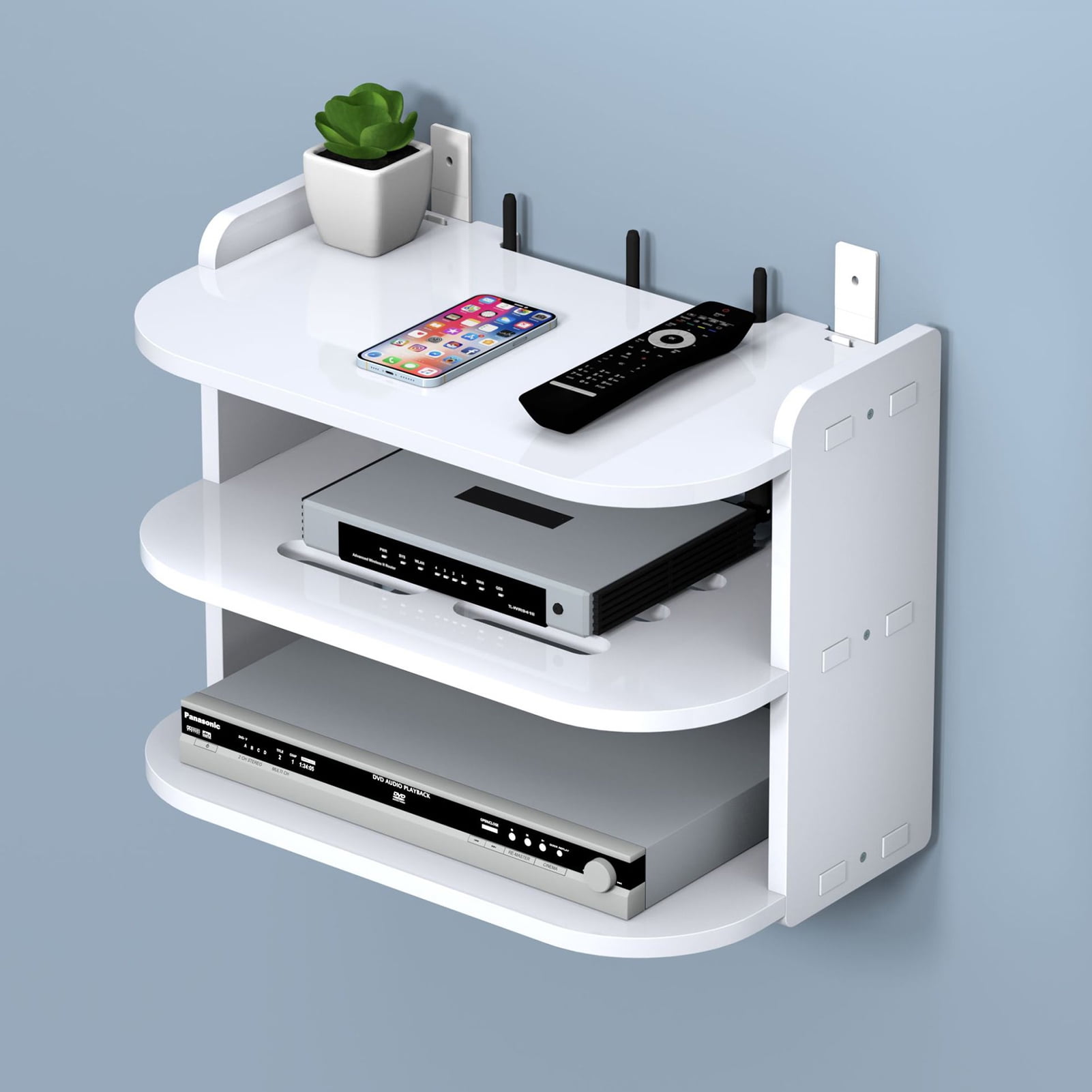 Temacd Wall Hanging Shelf Router Power Strip Organizer Double-Layer ...