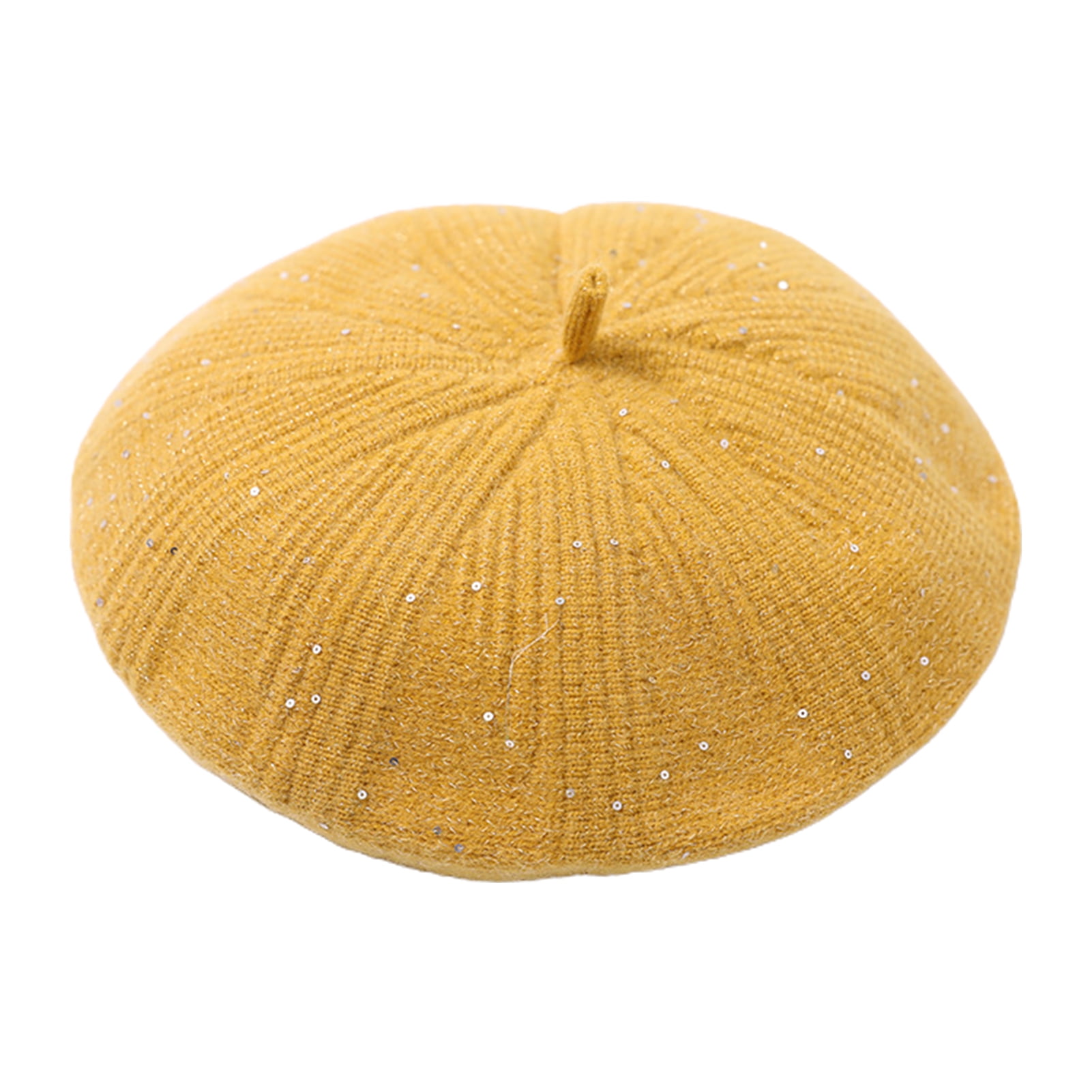 Temacd Women Beret Sequins Knitted Autumn Winter Brimless Shiny Hat for ...