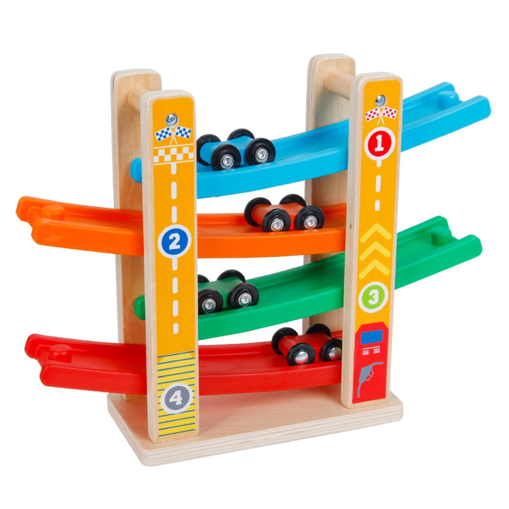 Temacd Wood Slide Race Track Baby Hand Eyes Practice Education Toy with ...
