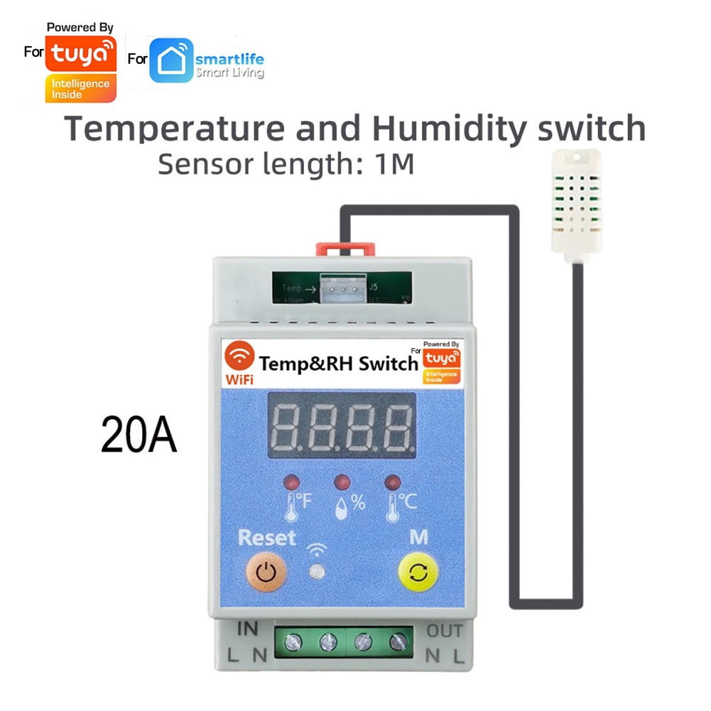 Temp & RH Switch for Tuya Wifi Temp & Humidity Sensor LCD Screen Garden ...