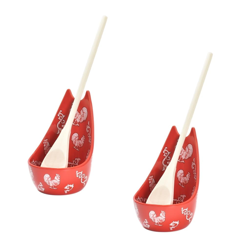 Temp-Tations Standing Spoon Rest for Kitchen Counter with Wooden Spoons ...