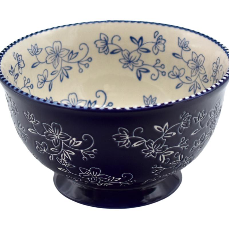 Temp-tations Floral Lace 2-Quart Pedestal Bowl Ceramic Dinnerware ...