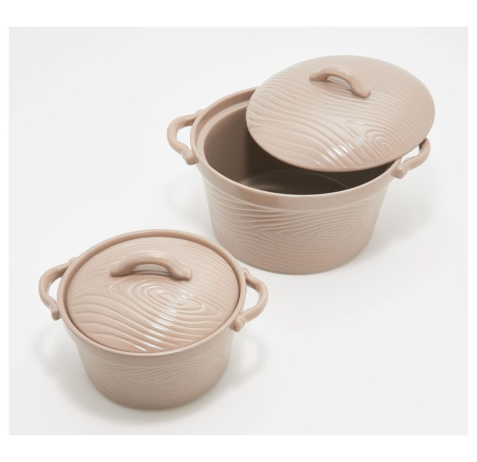 Temp-tations Set-of-2 Round Bakers w/Ceramic Dome Lids: 2.5 Qt & 1 Qt ...