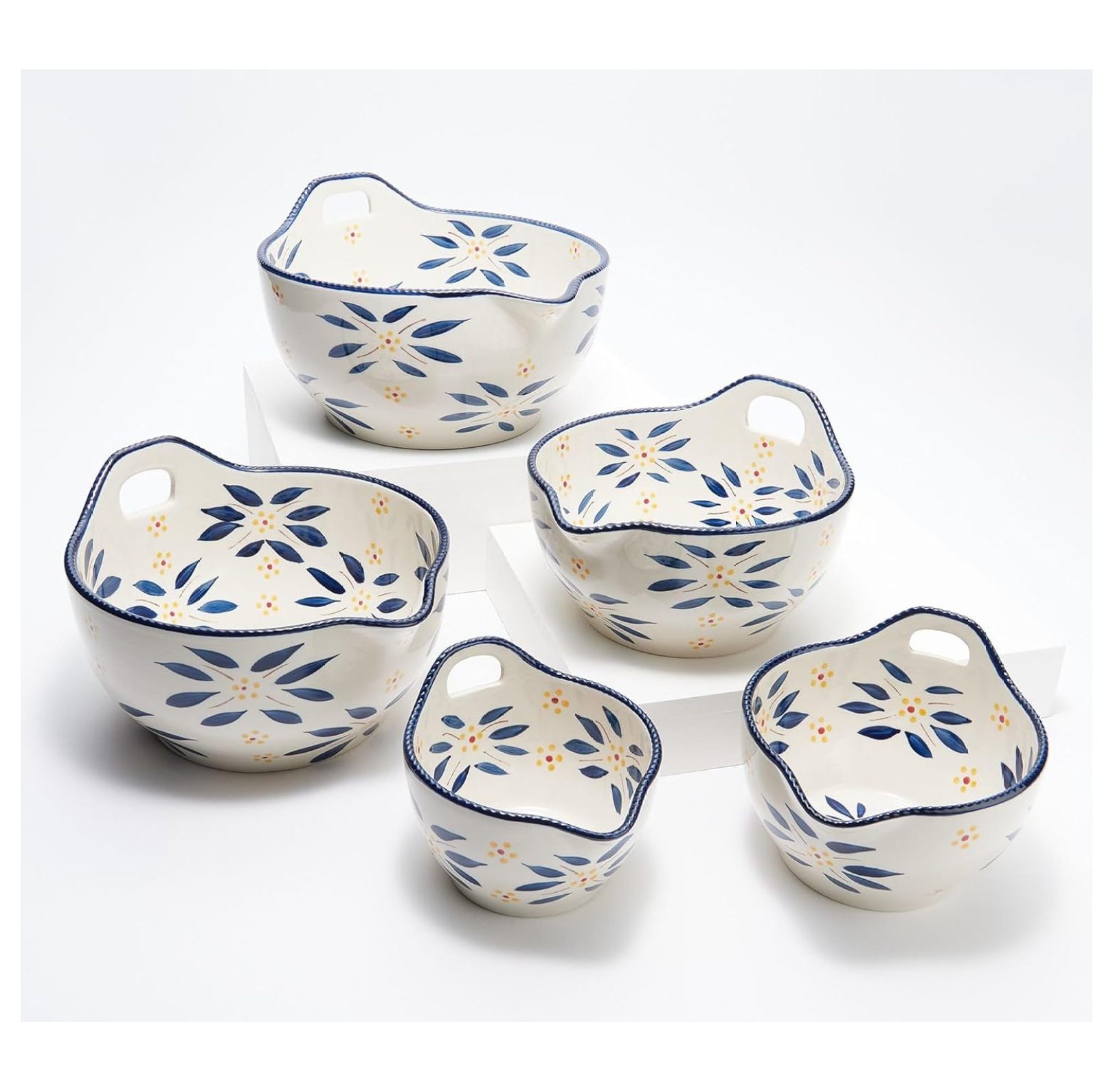 Temp-tations Set of 5 Mixing Bowls w/Pour Spouts & Loop Handle, 3.5 Qt ...