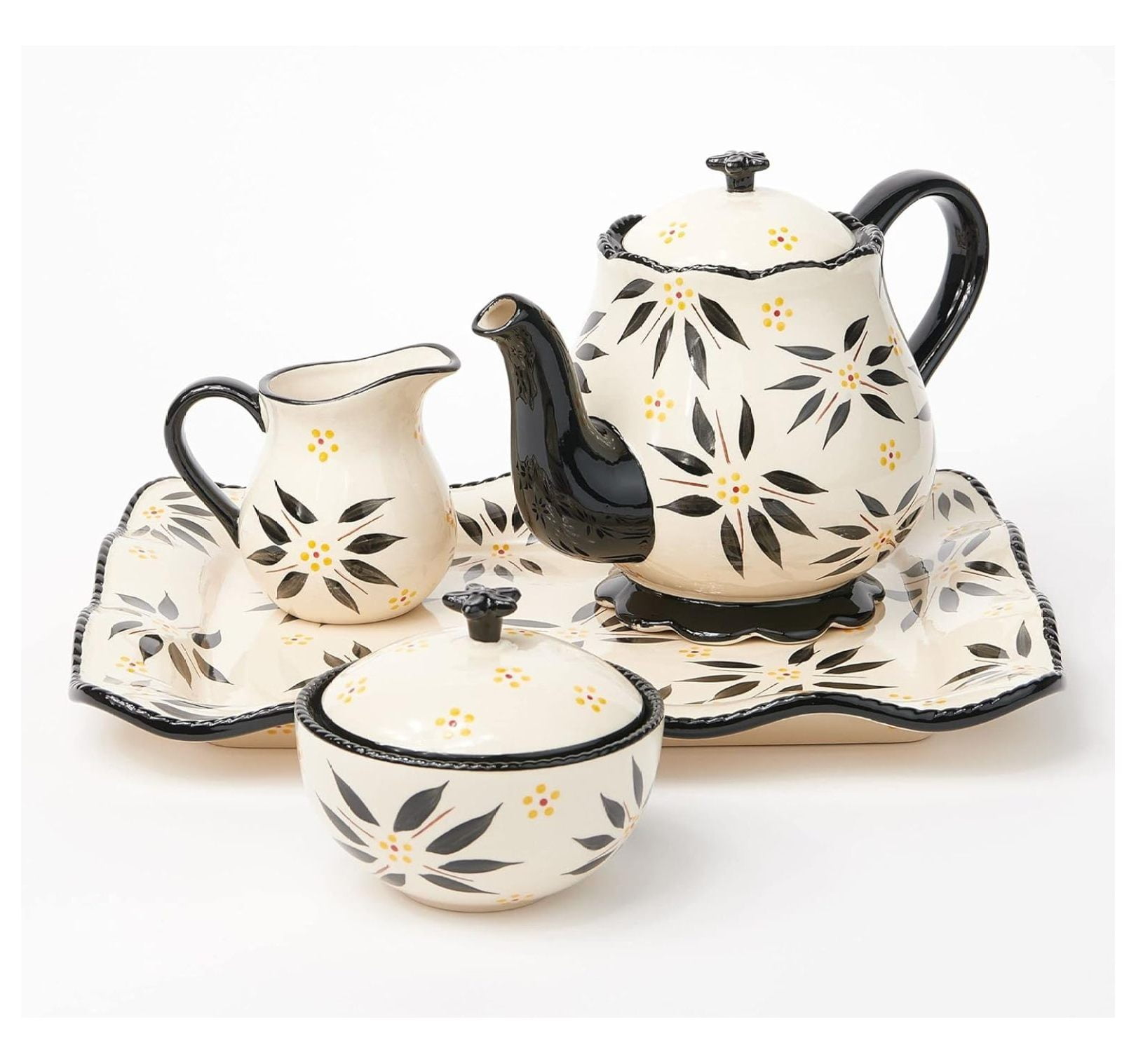 Temp-tations Tea Set: TeaPot, Sugar Bowl, w/Fluted Rectangle Tray ...