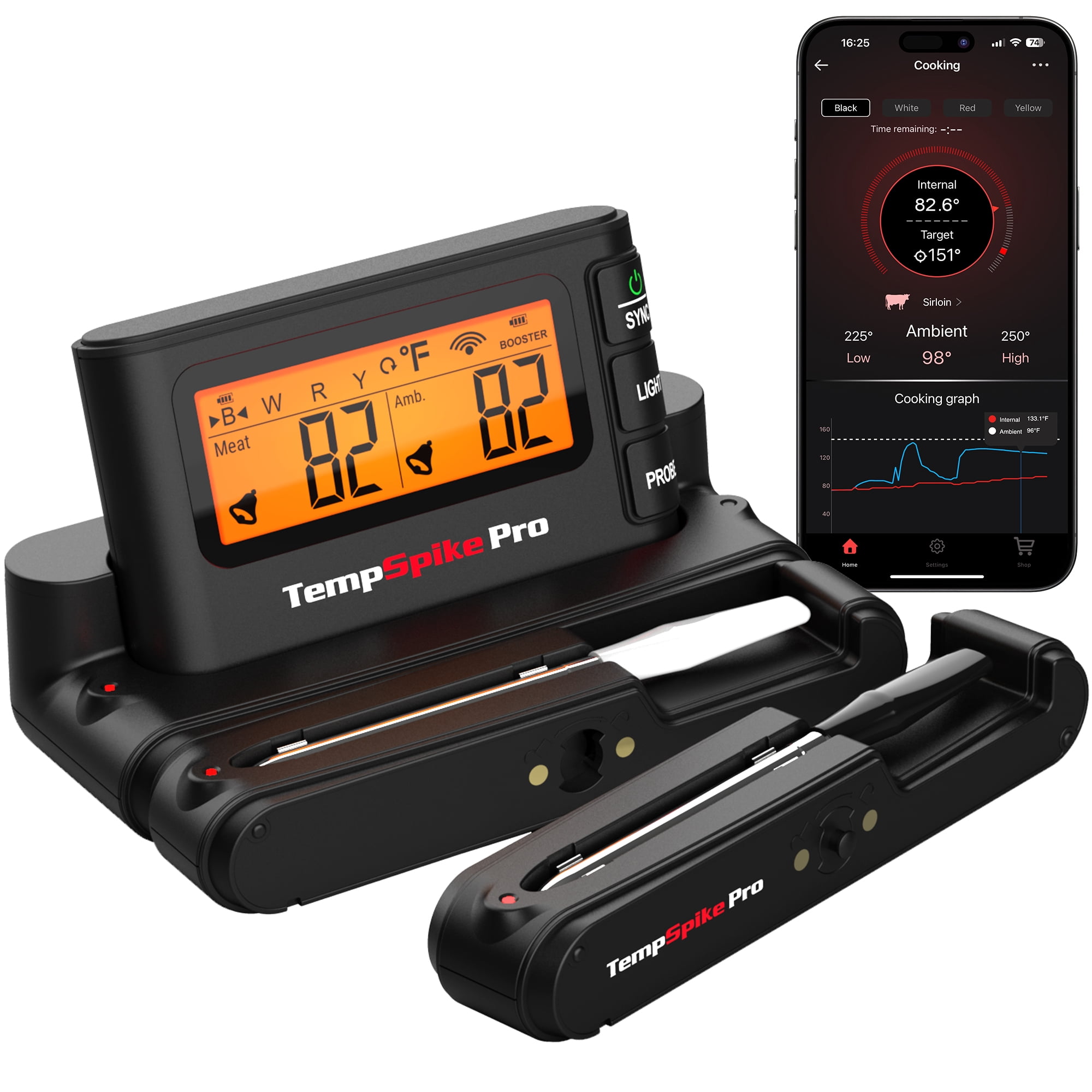 TempSpike Pro WiFi Bluetooth Wireless Meat Thermometer with Dual Probes ...