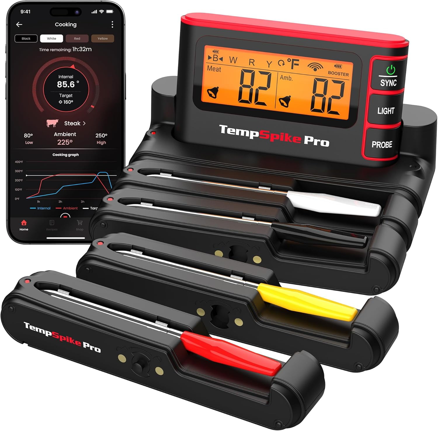 TempSpike Wireless Meat Thermometer Digital with App, WiFi & Bluetooth ...