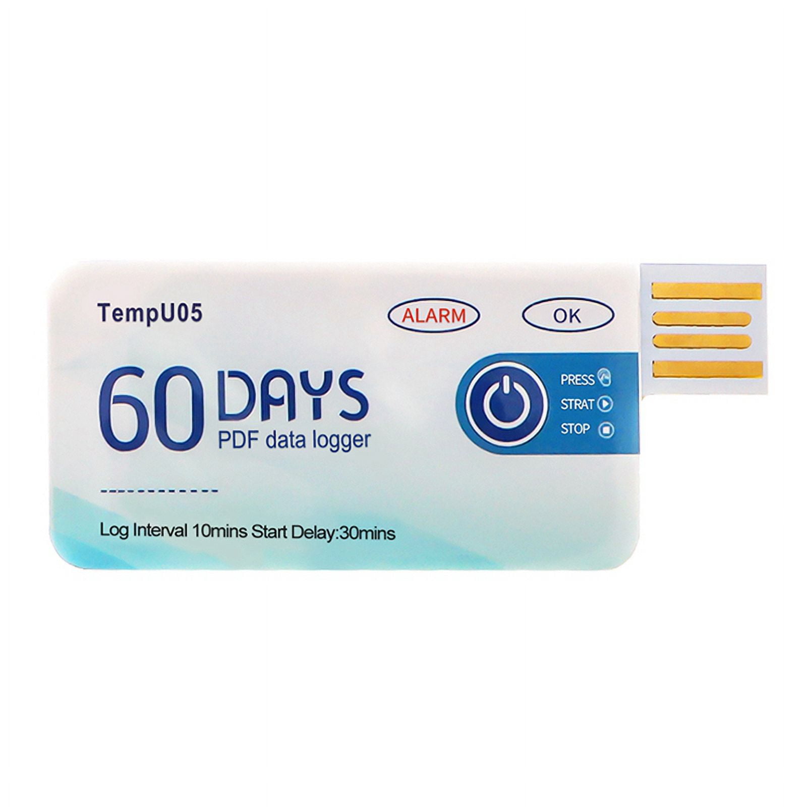 TempU05 1pcs Temperature Data Logger 60 Day Single Use Temperature Analyzer PDF Report USB ...