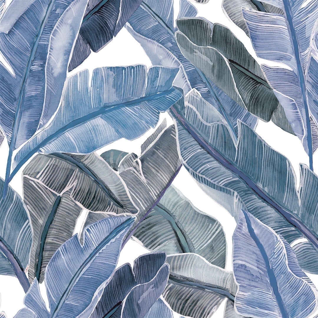 Tempaper Bahama Palm Indigo Breeze Peel and Stick Wallpaper, 20.5" x 16 ...