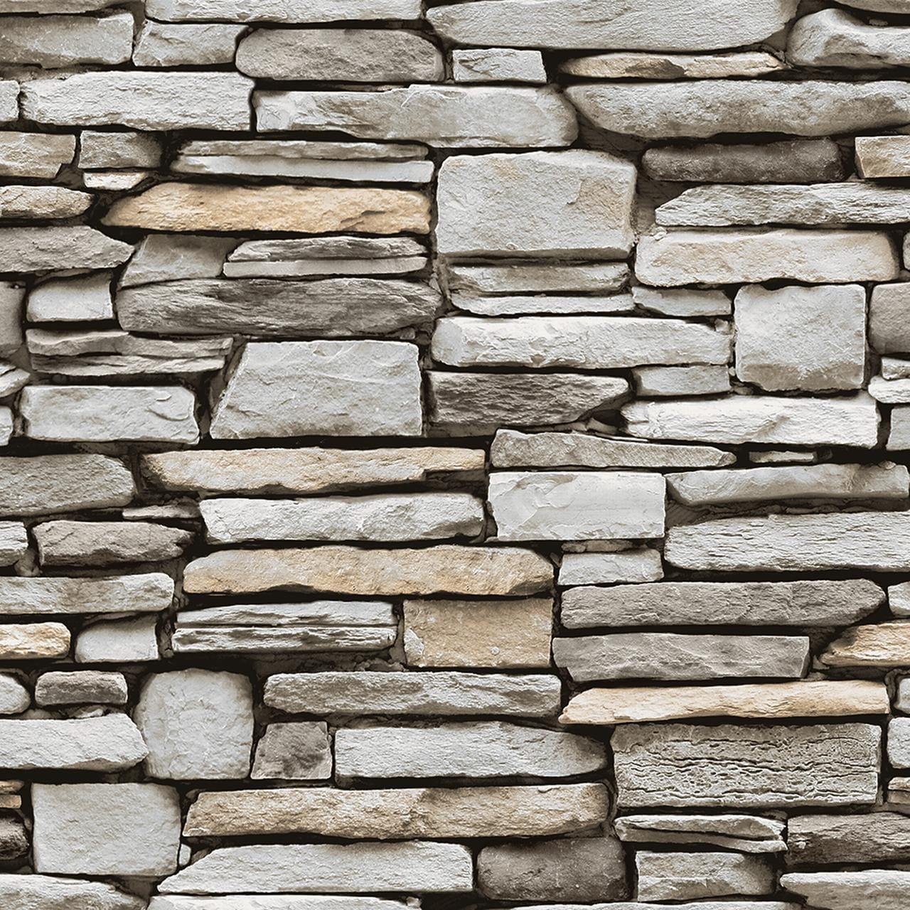 Tempaper Grey Stone Peel and Stick Wallpaper, 20.5" x 33' - Walmart.com