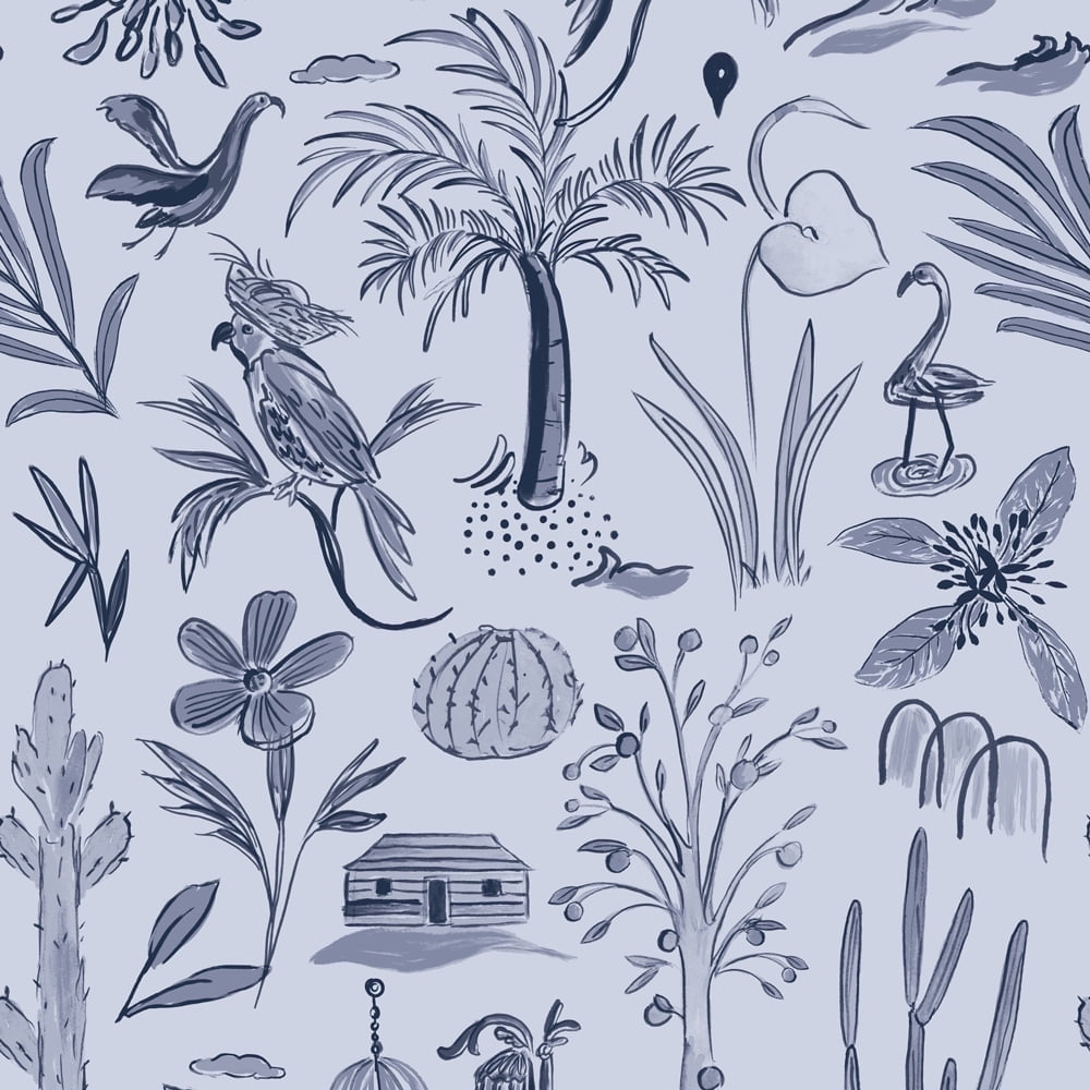 Tempaper x She She Maria en Patricia Blue Peel and Stick Wallpaper, 20. ...