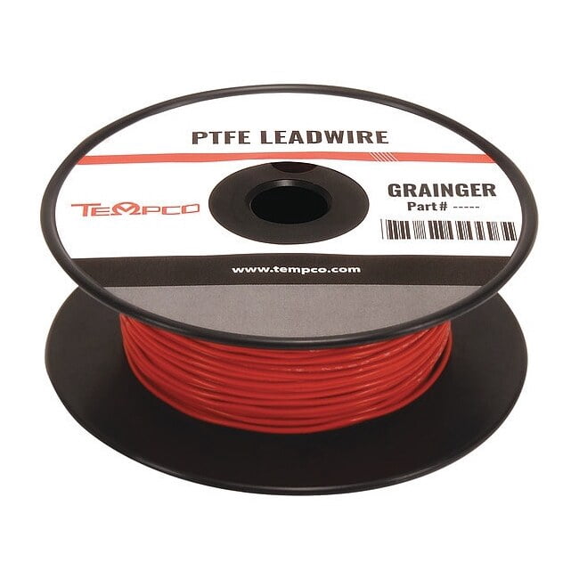 Tempco High Temp Lead Wire, PTFE, 18 AWG, Red, 100 ft LDWR-1053 ...