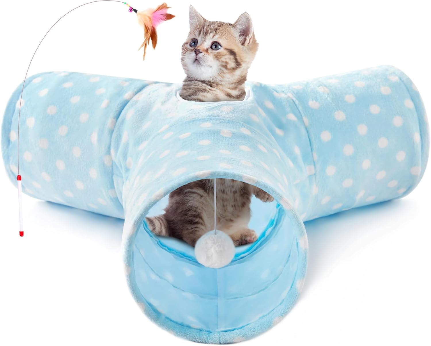 Tempcore Pet Cat Tunnel Tube Cat Toys 3 Way Collapsible, Tunnels for ...