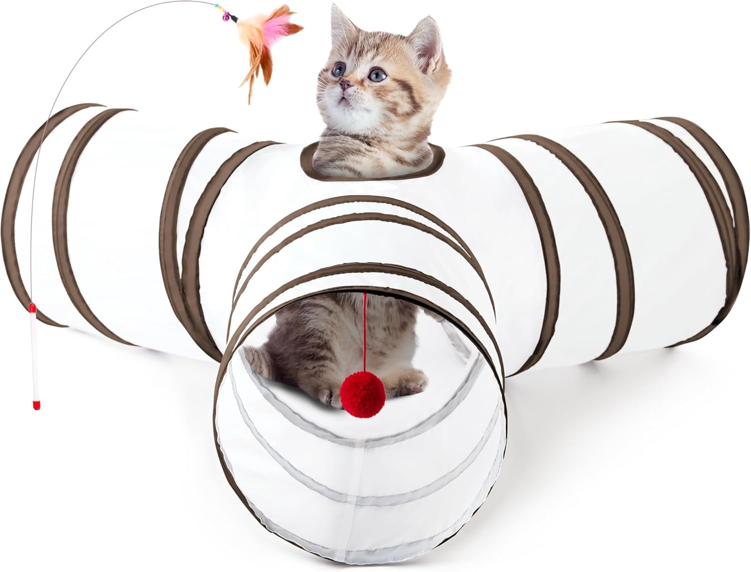 Tempcore Pet Cat Tunnel Tube Cat Toys 3 Way Collapsible, Tunnels for ...