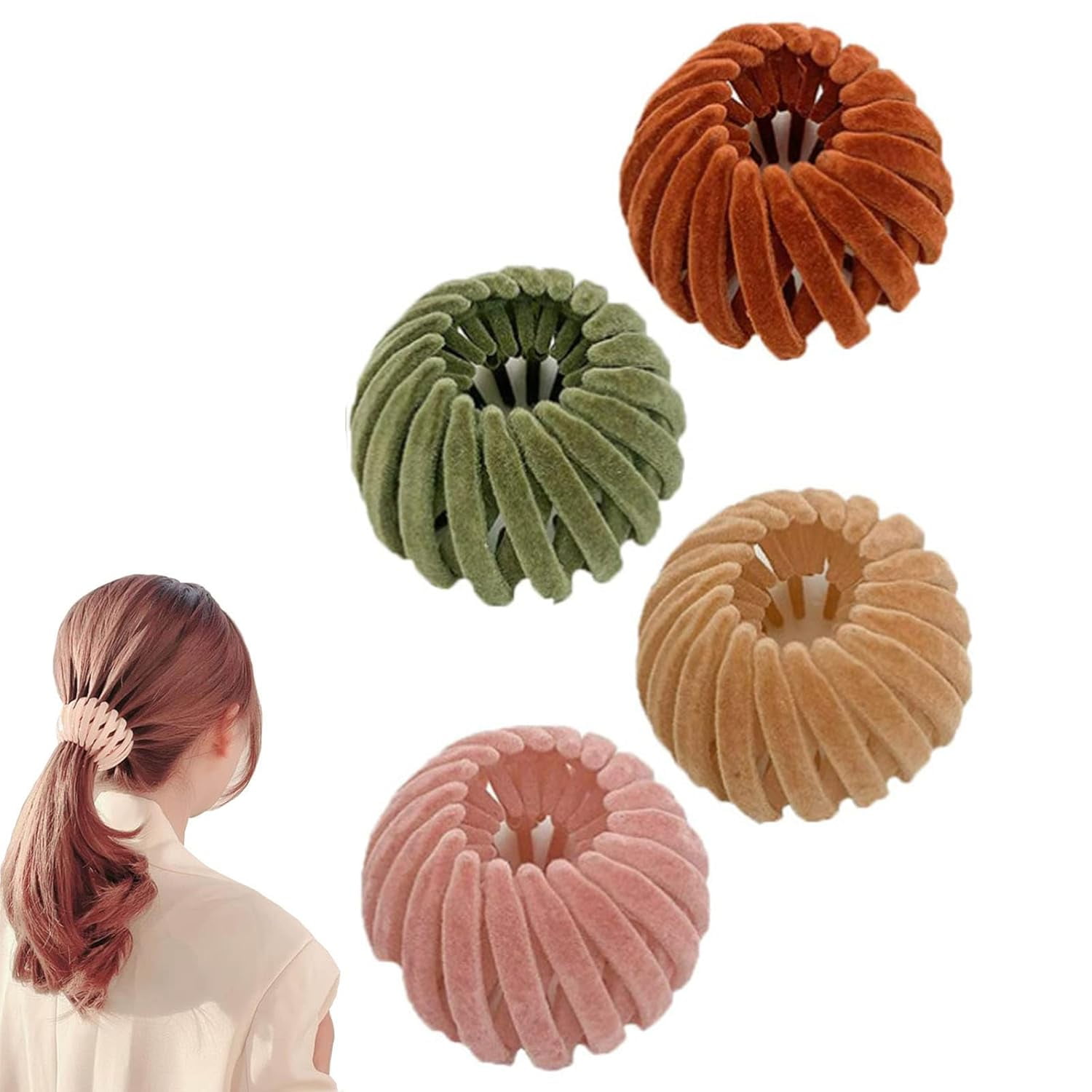 Temperament ponytail buckle hair loop plush lazy hair clip, women's ...