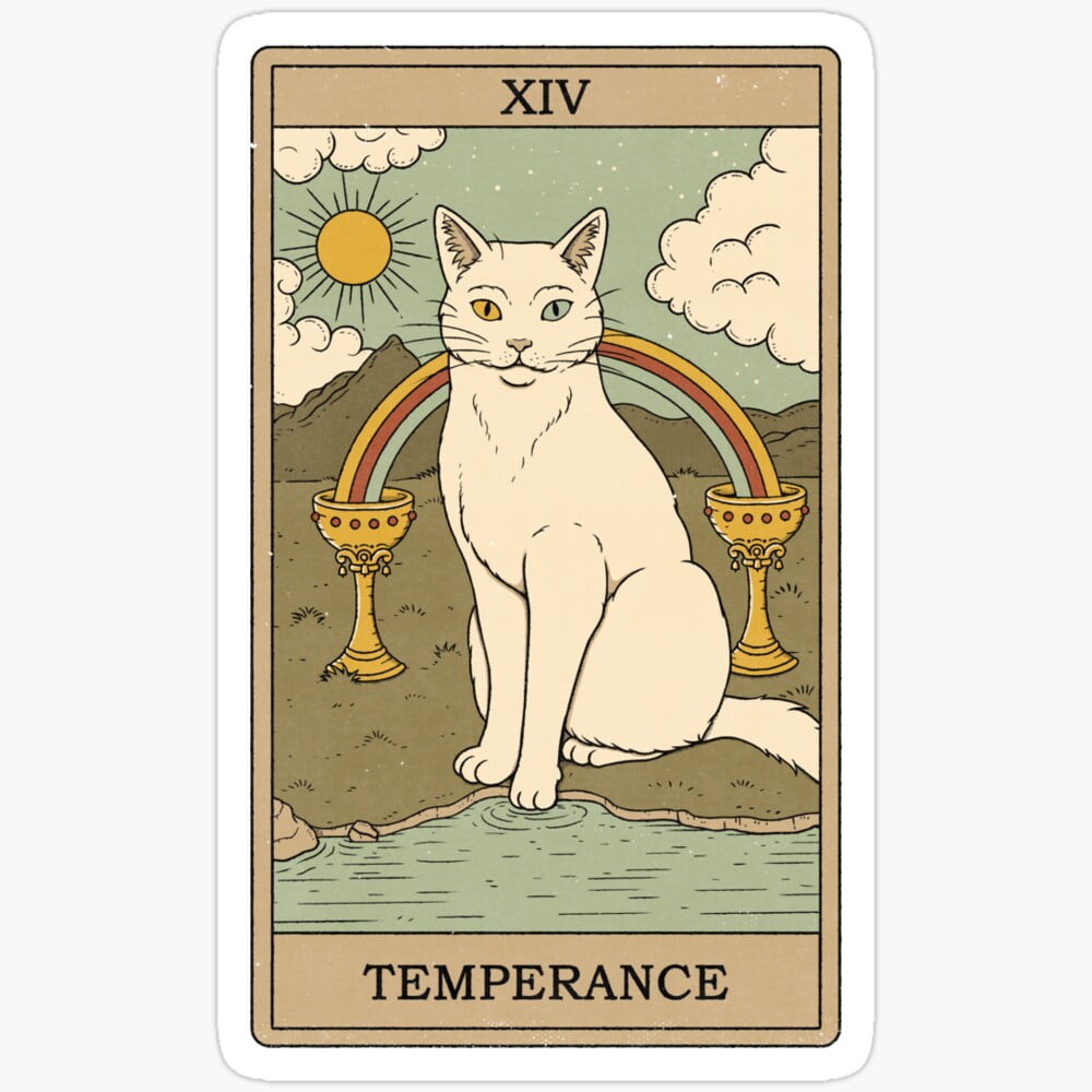 Temperance - Cats Tarot Sticker Phone Decal Water Bottle Stickers Car ...