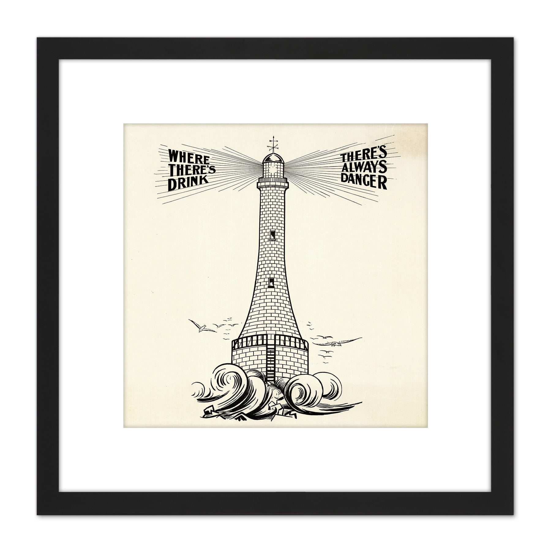 Temperance Movement Alcohol Warning Lighthouse Ad 8X8 Inch Square ...