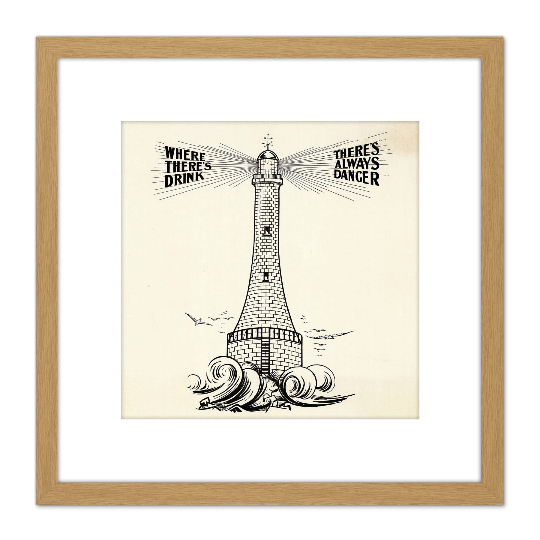 Temperance Movement Alcohol Warning Lighthouse Ad 8X8 Inch Square ...