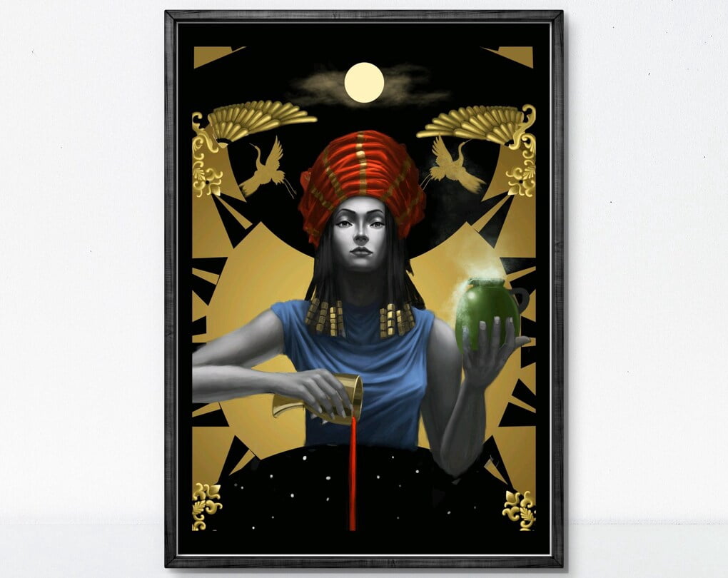 Temperance Poster, Seven Virtues Series, Egyptian Style Art Print ...