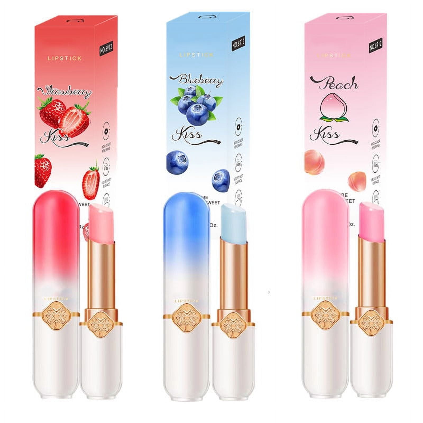 Temperature Change Moisturizer Lip Tint, Fruity Lip Balm, Strawberry Color Changing Lipstick ...