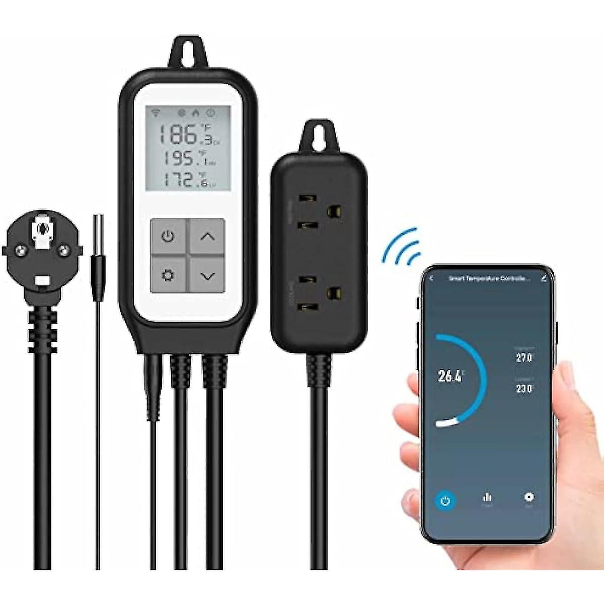 Temperature Controller Wifi Digital Temperature Controller Heating Cooling Output Smart Reptile ...