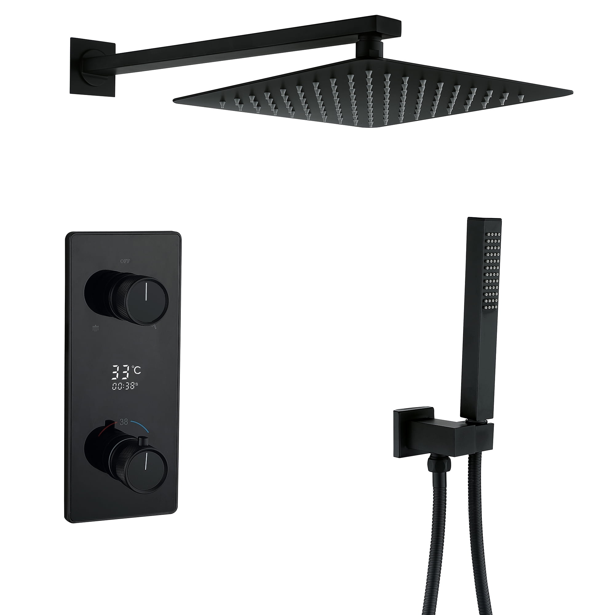 Temperature Display Shower Set, Thermostatic Shower Faucet with Rough ...