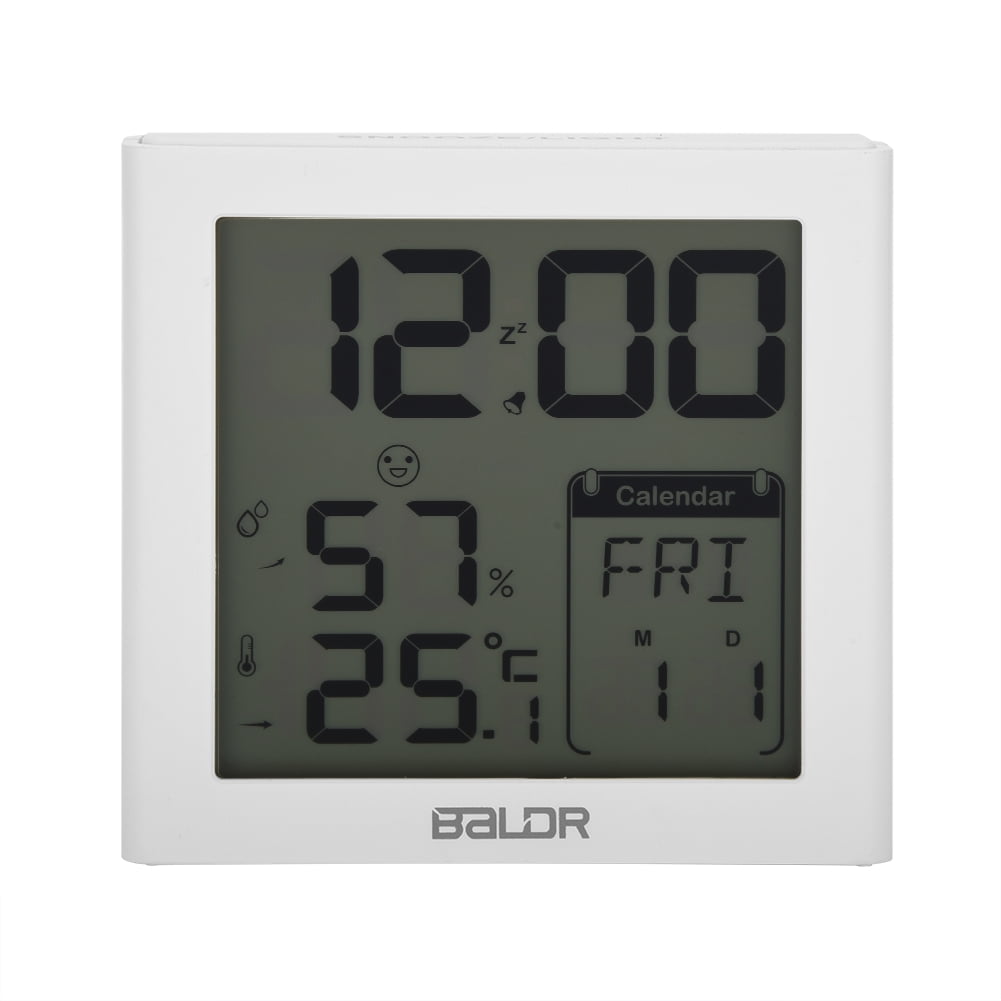Temperature & Humidity Clock, 12/24H Clock With Easy to Read Display ...
