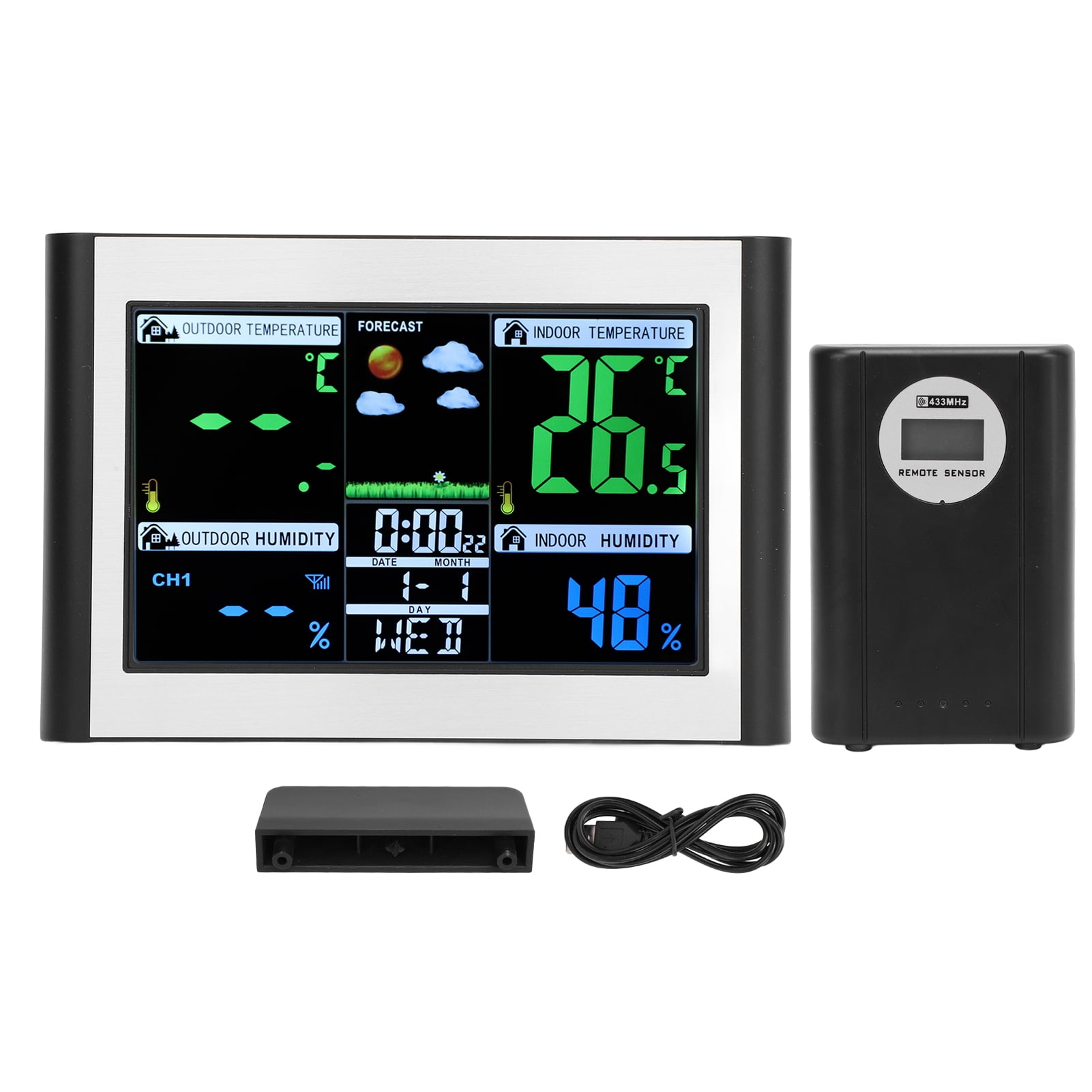 Temperature Humidity Monitor, Multi Functional 15 Minute Update Color ...