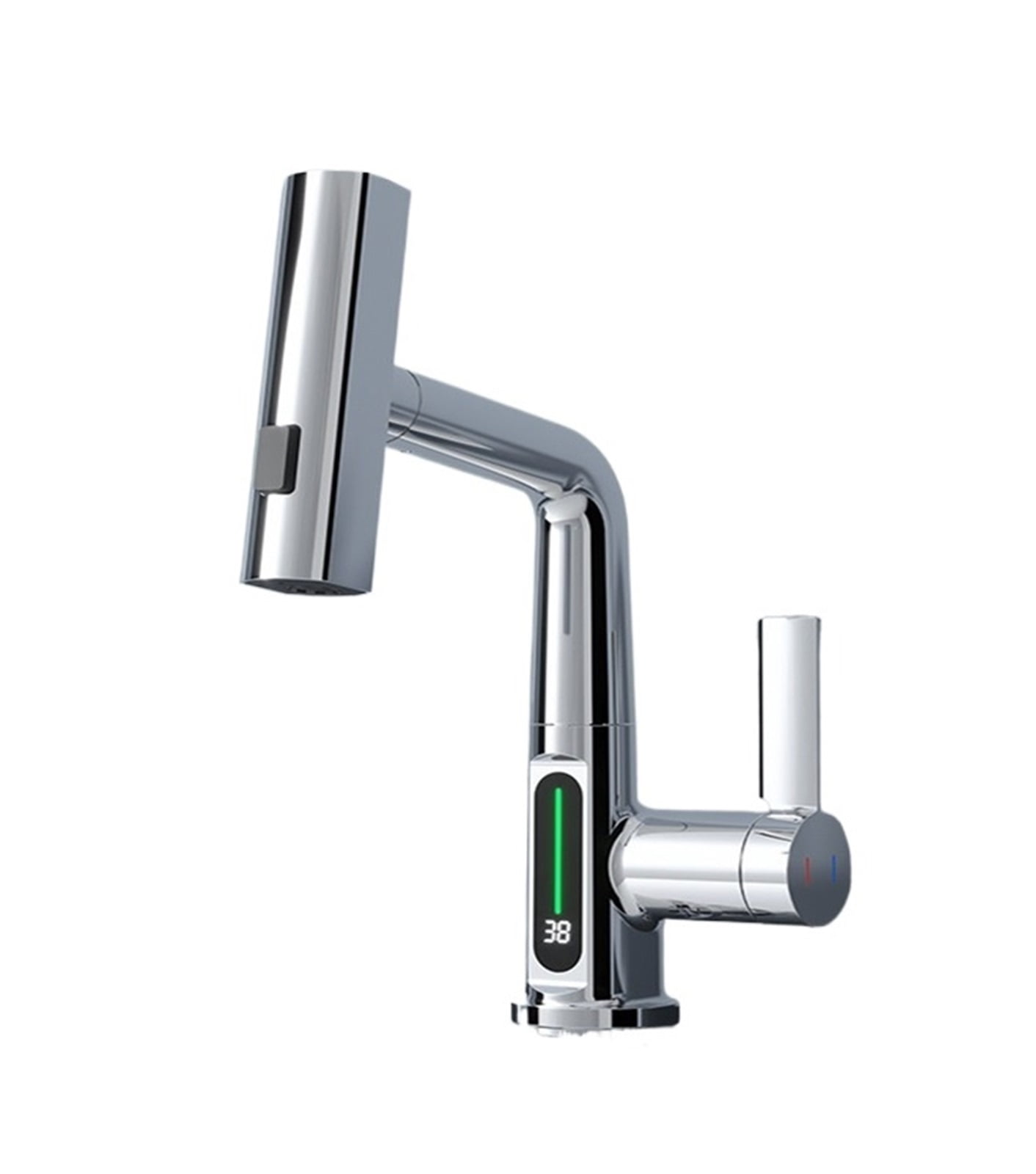 Temperature LED Digital Display Waterfall Basin Faucet, Pull Out Faucet ...