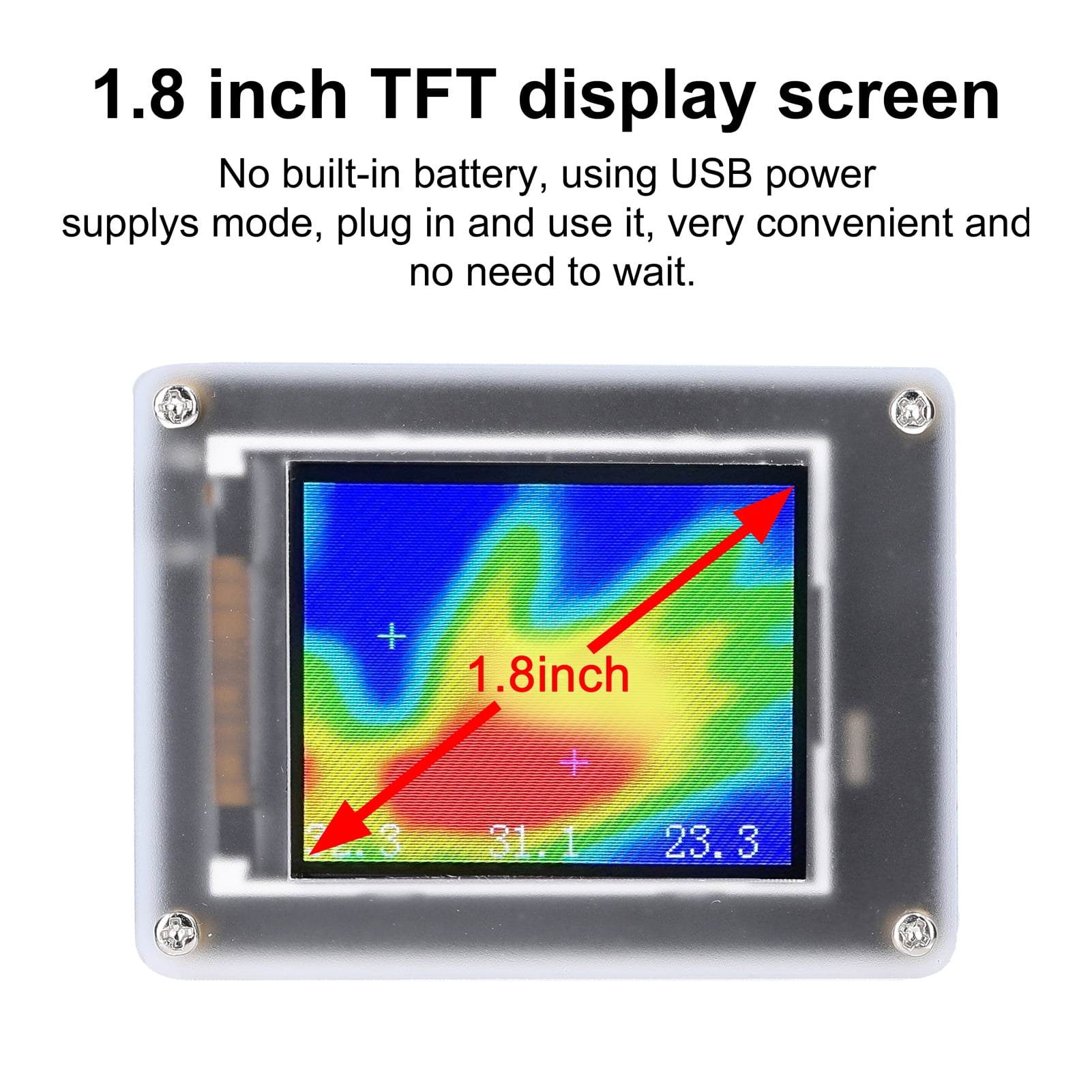 Temperature MLX90640 USB Power Supplys 1.8 Inch TFT Display Handheld ...