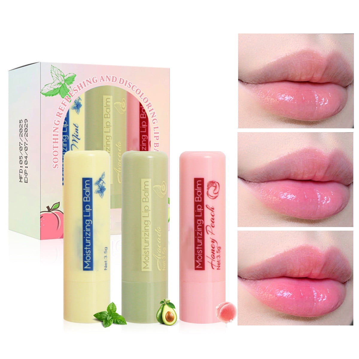 Temperature-Sensitive Color Changing Lip Balm Set, 3 Flavors ...