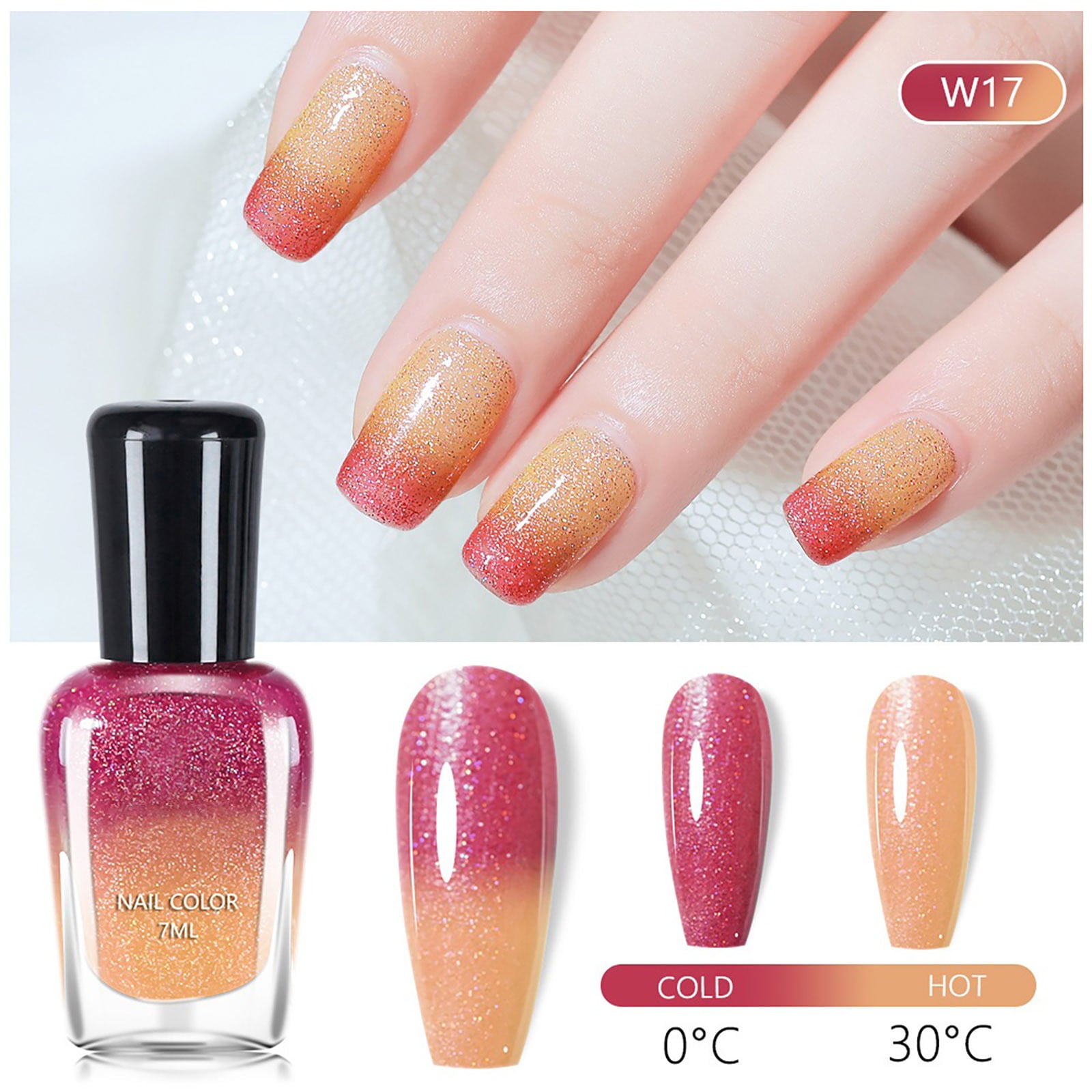 Temperature Sensitive Nail Polish, 7ml - Fun Thermal Color Change ...