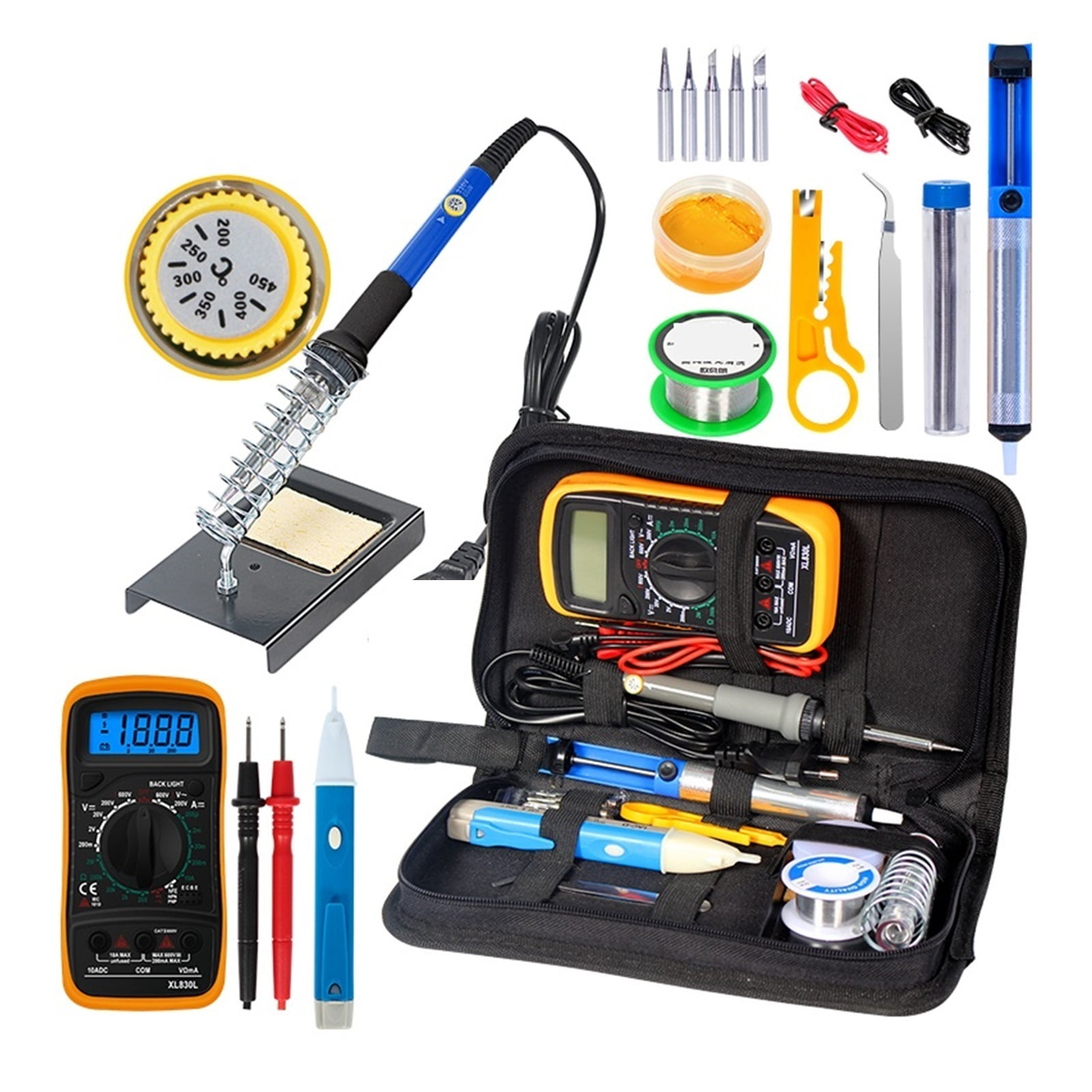 Temperature Soldering Iron Kit,80W Soldering Iron Kit,Multimeter ...