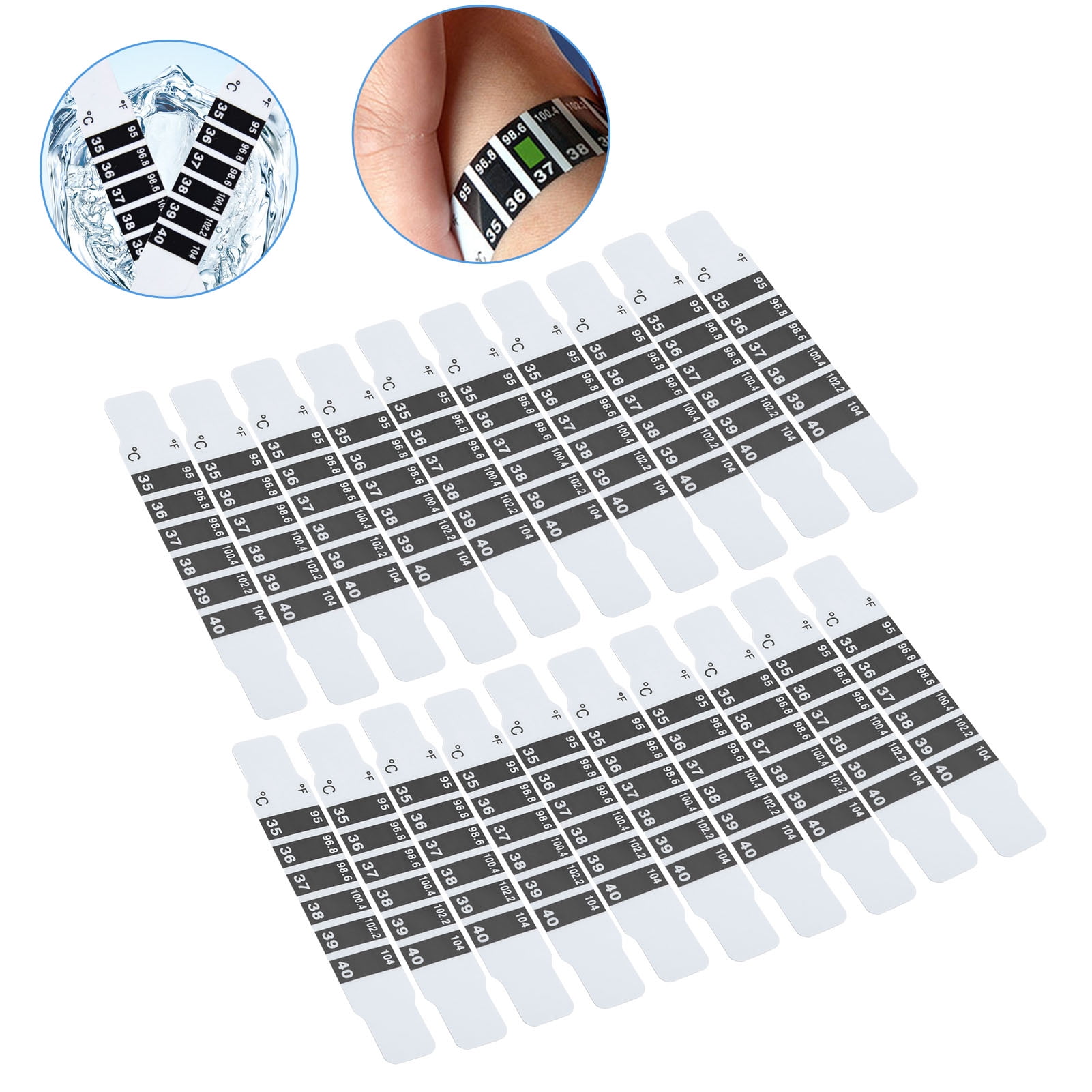 Temperature Strip,20pcs Forehead Thermometer Strips Reusable Fever ...