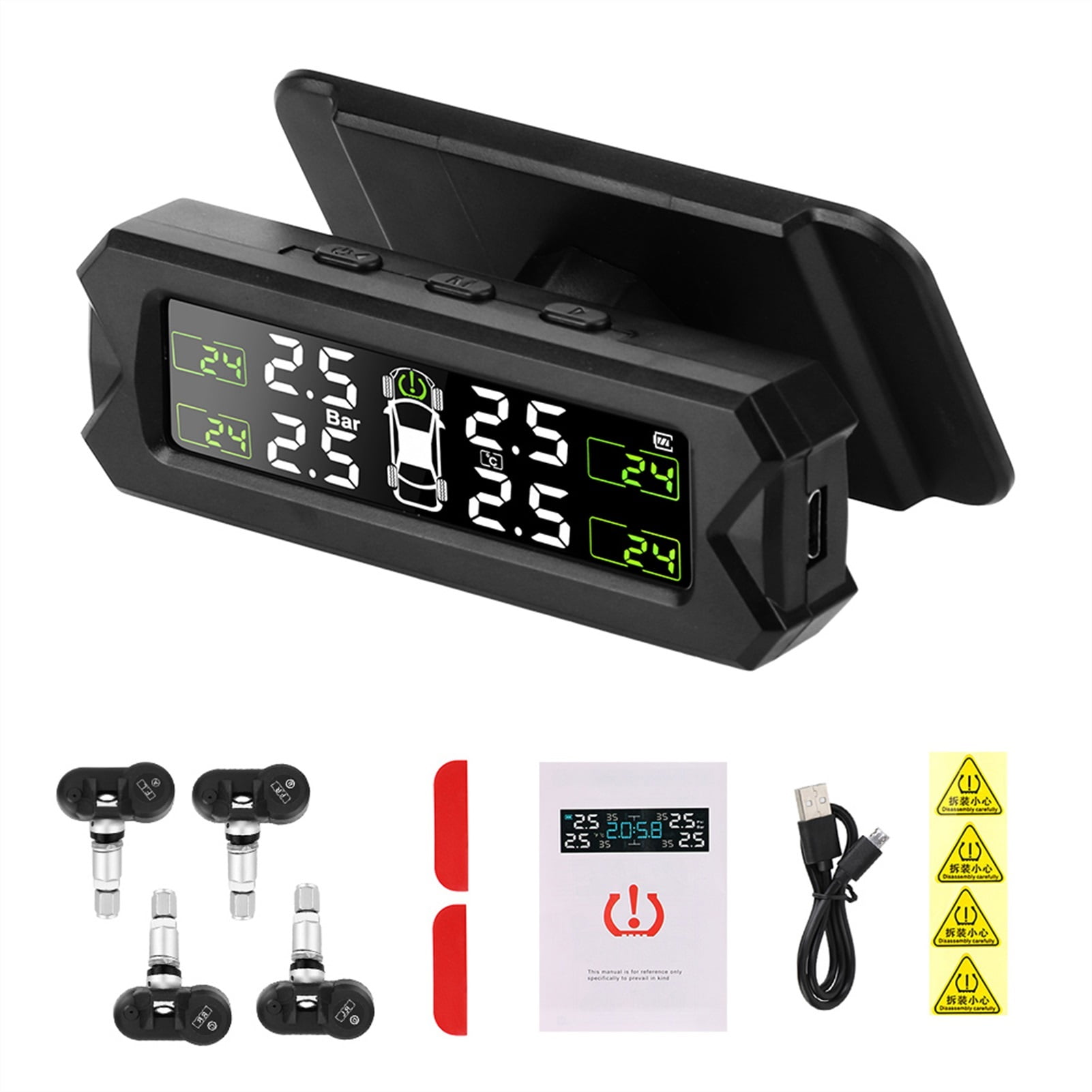Temperature Warning Tyre Pressure Sensor Solar Power Tire Pressure ...