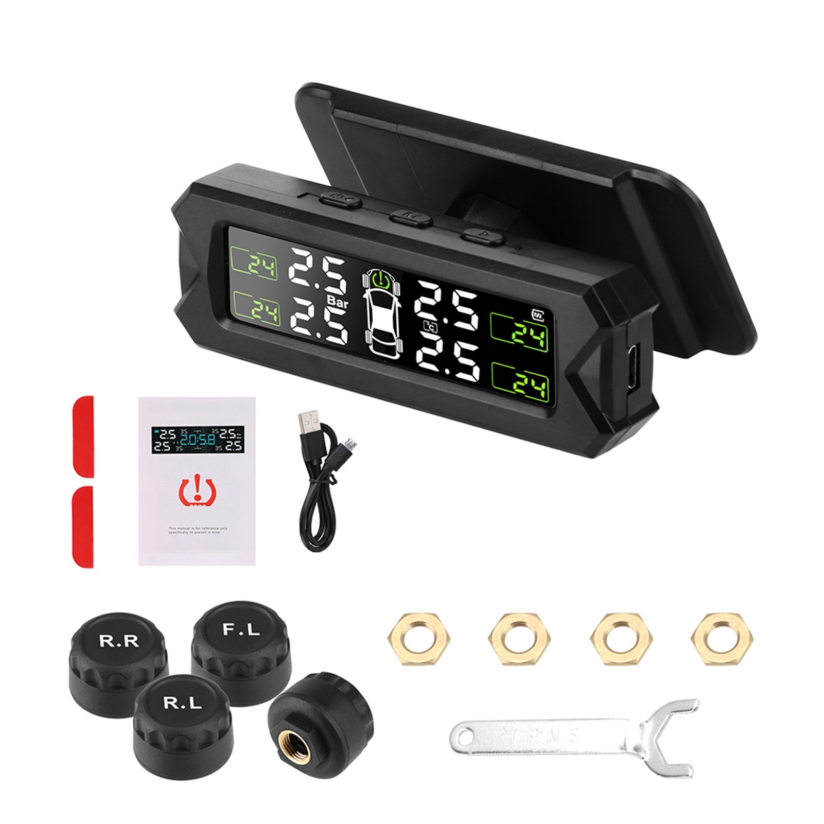 Temperature Warning Tyre Pressure Sensor Solar Power Tire Pressure Monitoring System Auto Alarm ...