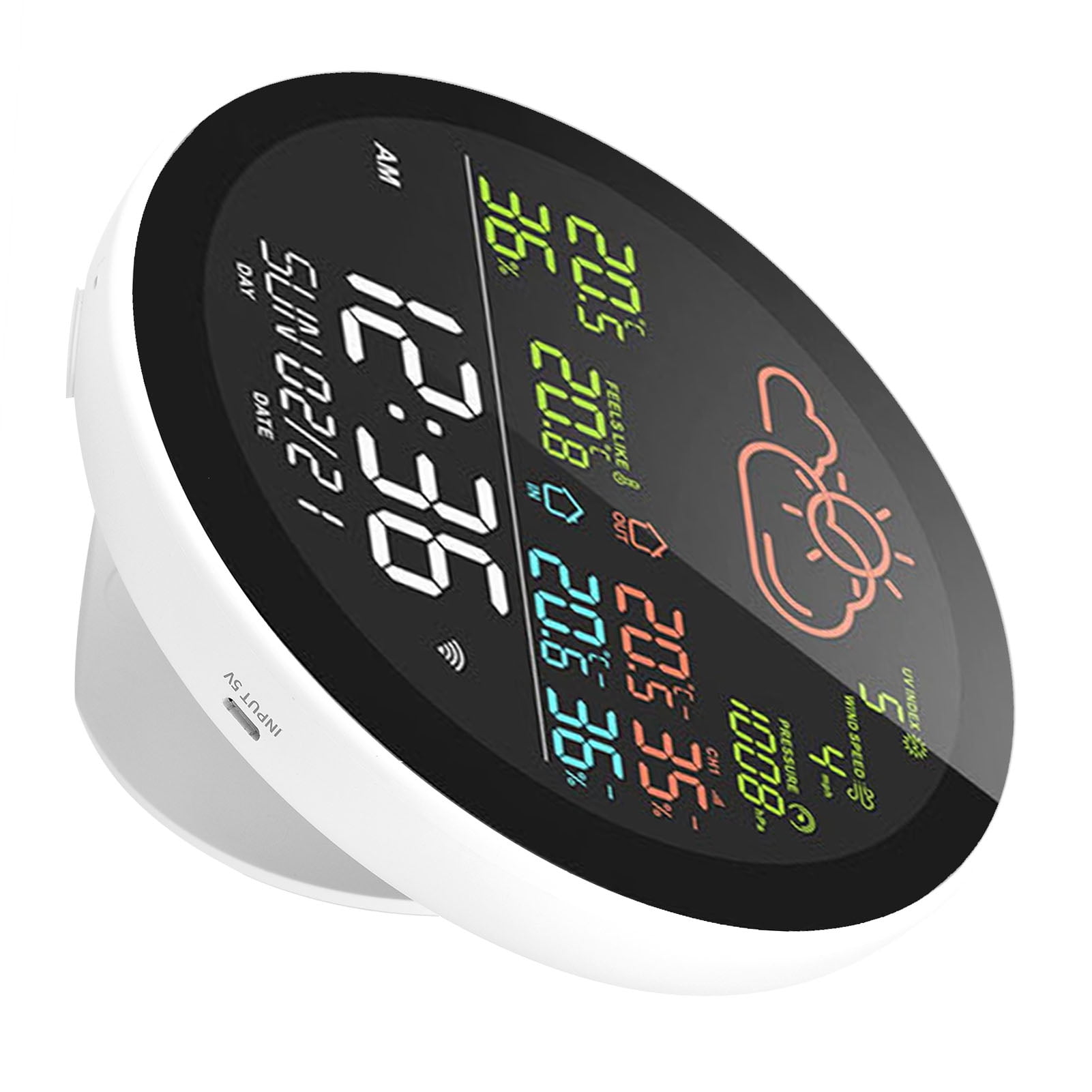 Temperature Wifi Smart Weather Station With Clock Indoor And Outdoor ...