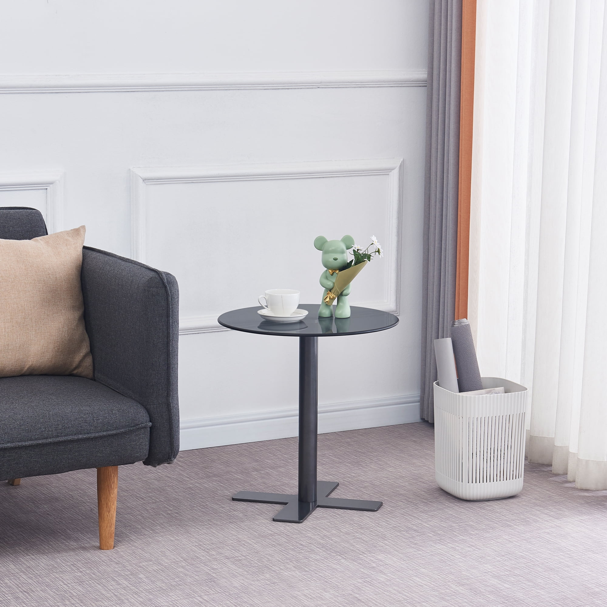 Tempered Black Rould Glass Dinning Table with Black Leg,Black Glass ...