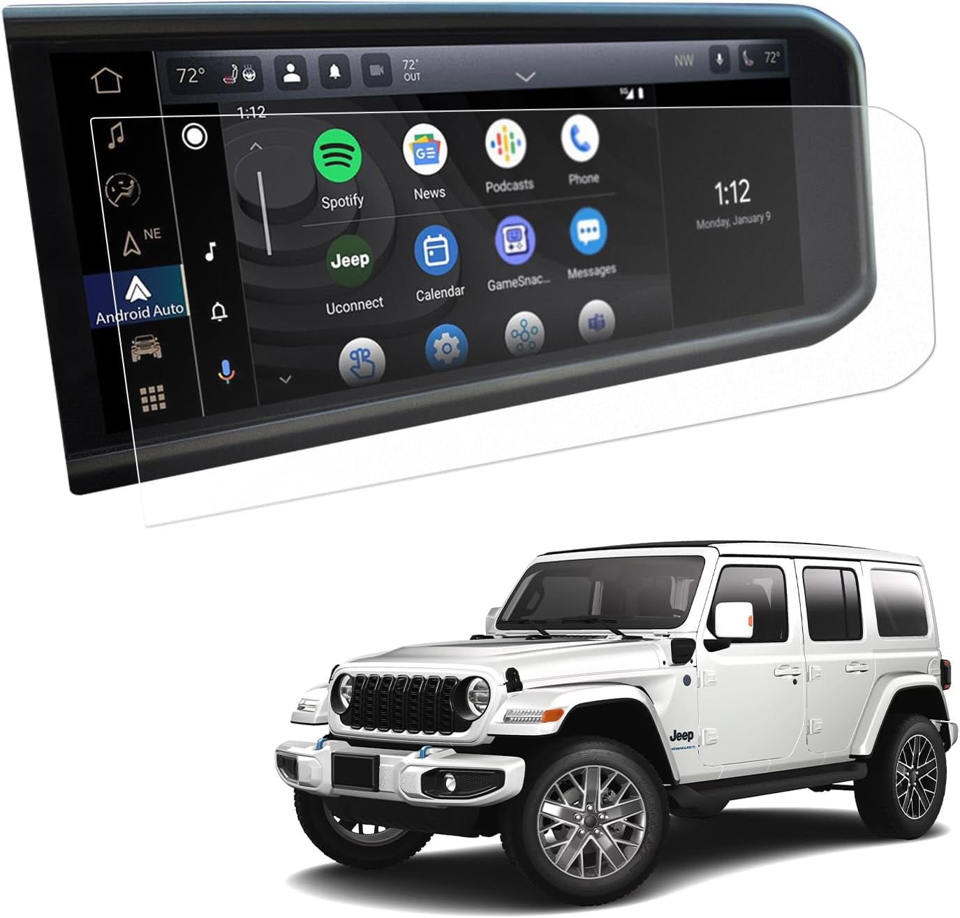 Tempered Gl Screen Protector for 2024 Jeep Wrangler Sport/Willys/Sahara ...