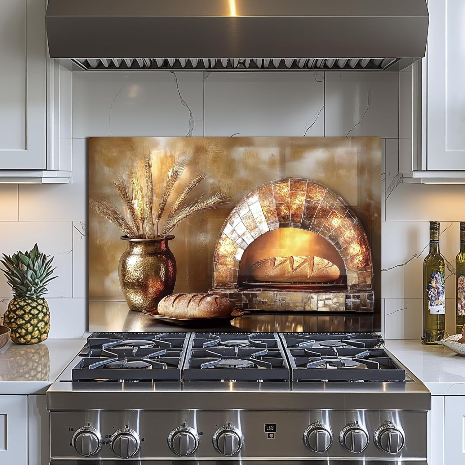 Tempered Glass Backsplash for Kitchen， Stove Splashback, Fireplace ...