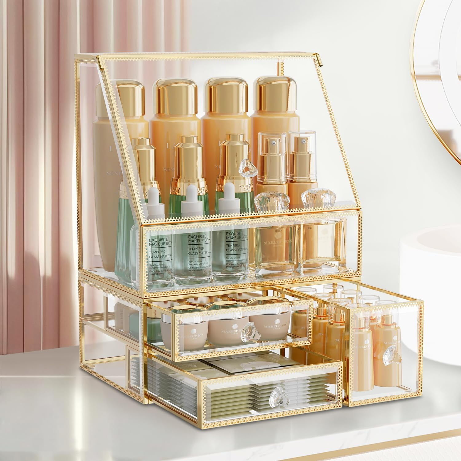 Makeup Organizer for Vanity, Clear Makeup Organizer with Drawer ...