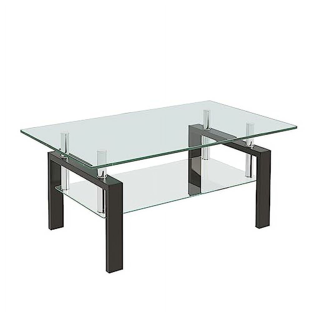 Tempered Glass Coffee Table with Metal Legs Modern Small Coffee Tables ...