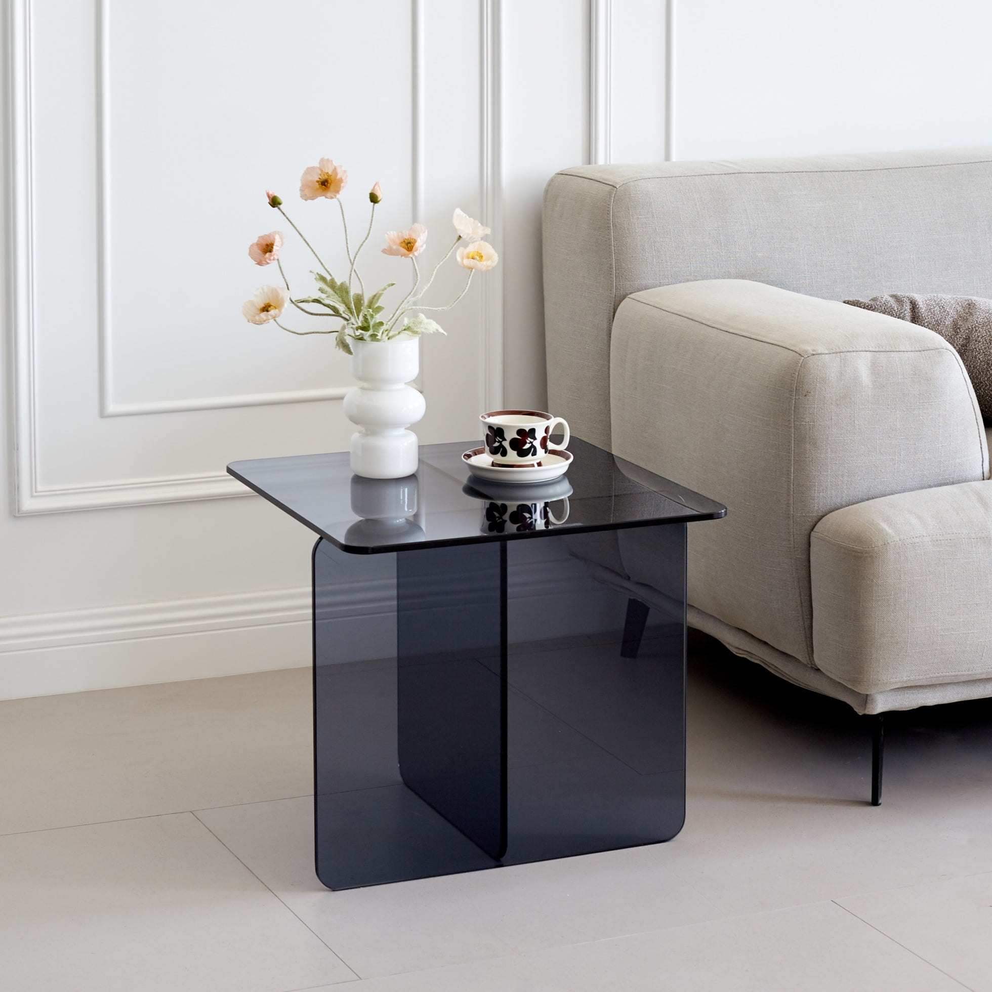 Tempered Glass Coffee Table with Rounded Edges & Easy-Clean Surface ...