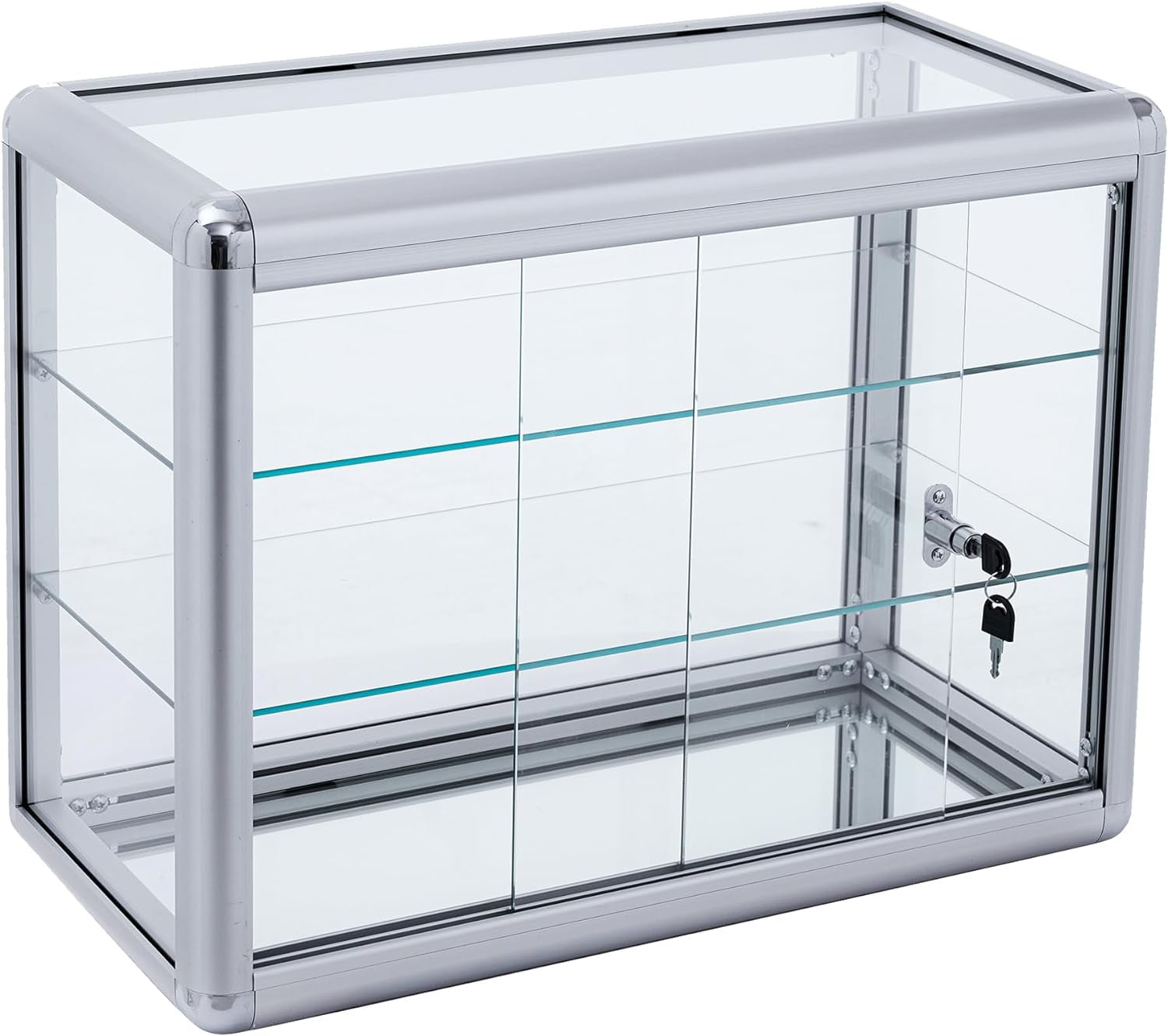 Tempered Glass Counter Top Display Showcase with Sliding Glass Door and ...