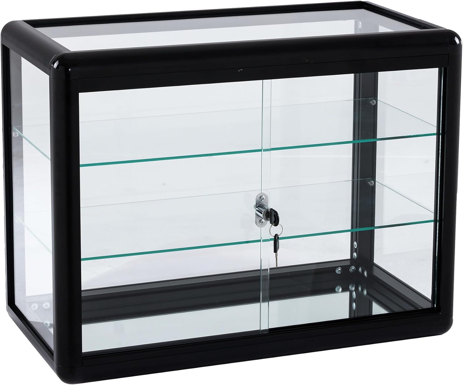 Tempered Glass Counter Top Display Showcase with Sliding Glass Door and ...