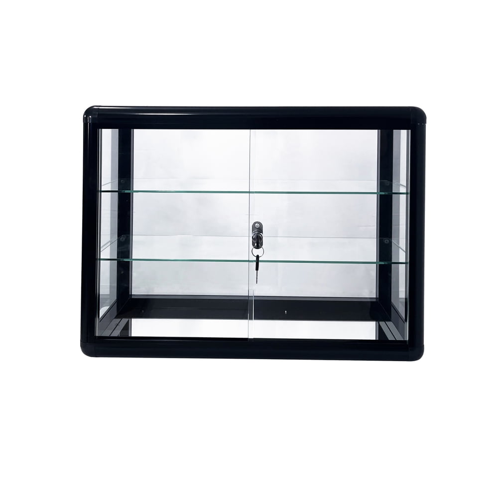 Tempered Glass Counter Top Display Showcase with Sliding Glass Door and ...