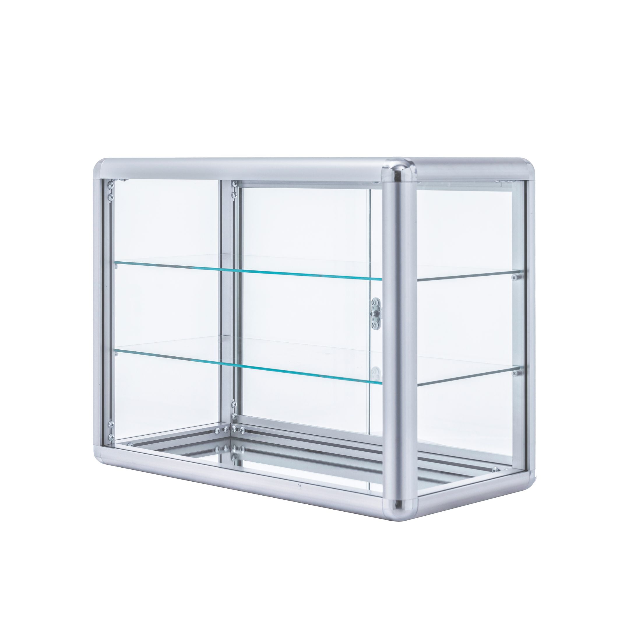 Tempered Glass Counter Top Display Showcase With Sliding Glass Door And ...