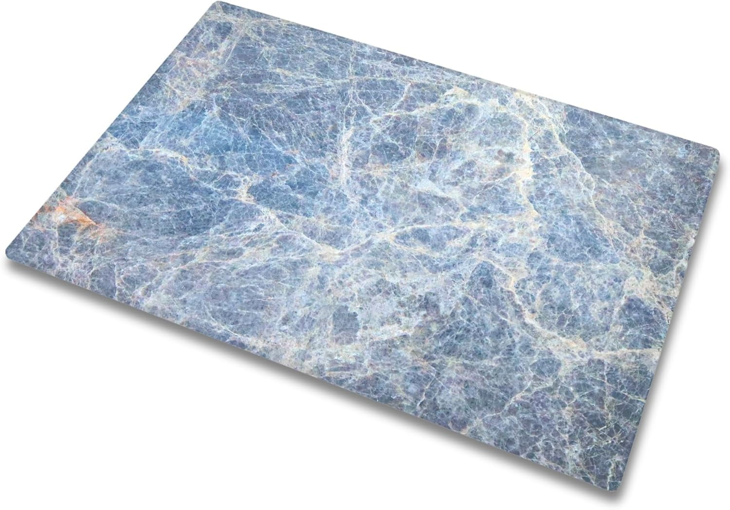 Tempered Glass Cutting Board for Kitchen Counter, Blue Marble Cutting ...