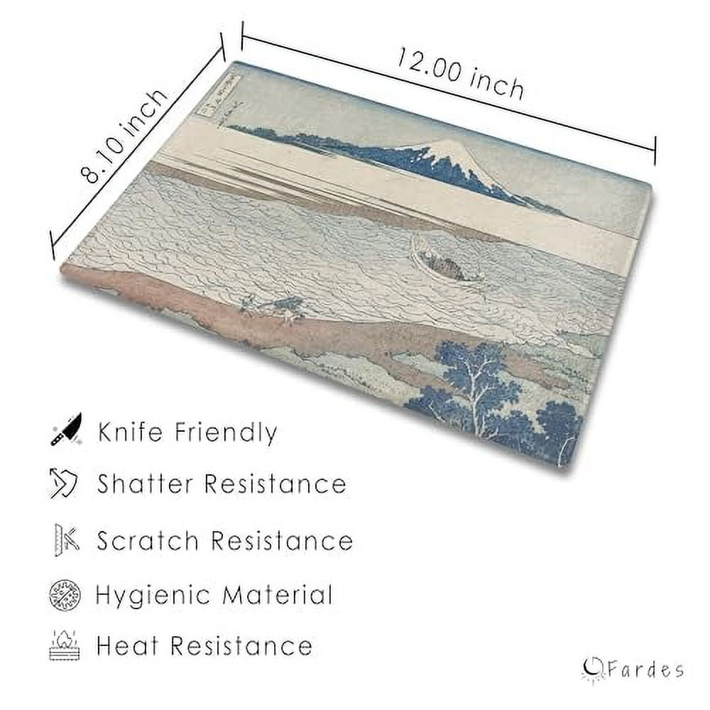 Tempered Glass Cutting Board for Kitchen Counter, Hokusai Cutting Board ...