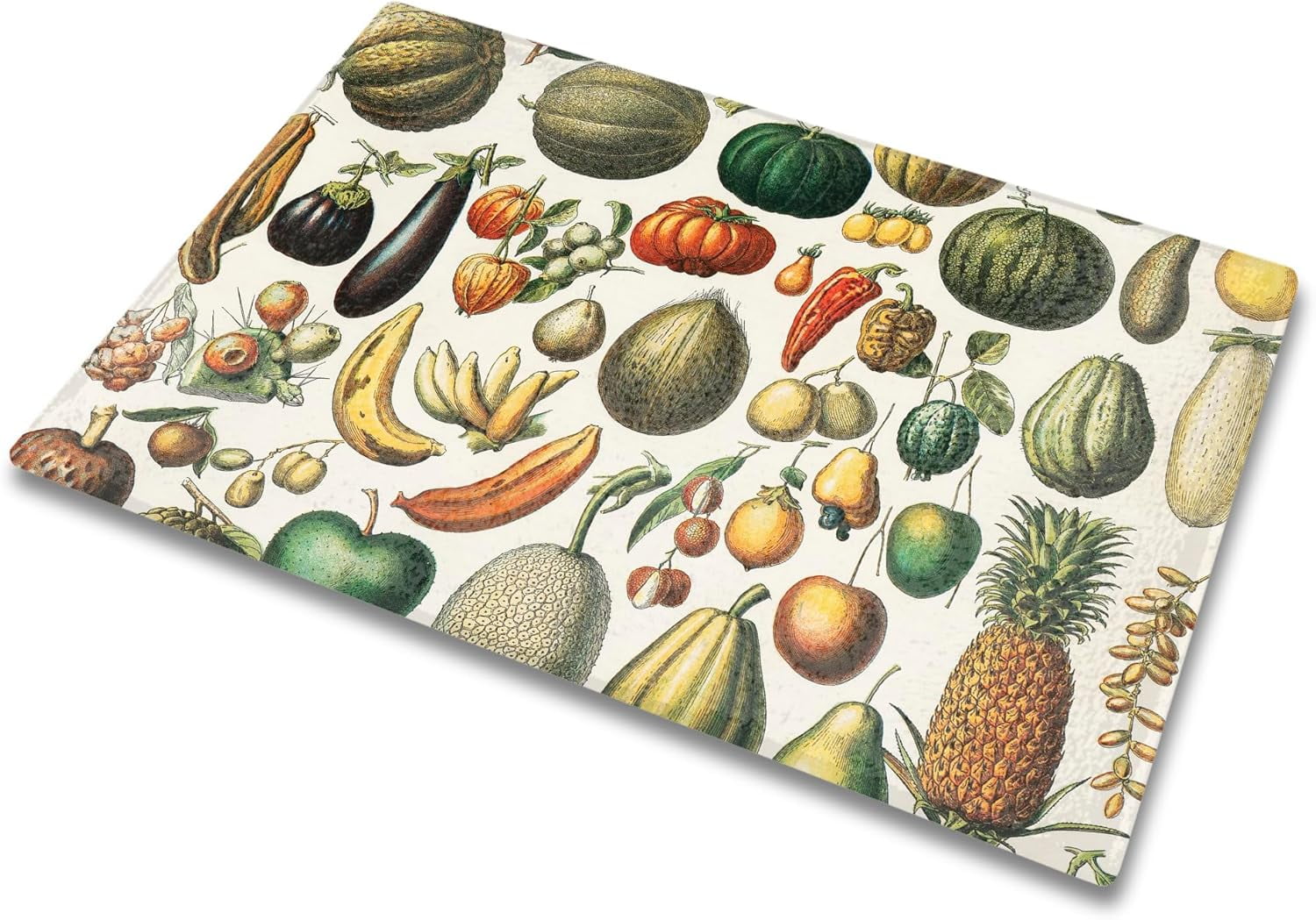 Tempered Glass Cutting Board for Kitchen Counter, Vintage Fruits ...